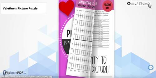 Valentine's Geography Picture Puzzle Practicing Latitude and Longitude