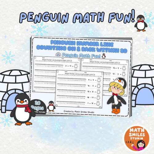 Penguin Number Line Counting On & Back within 20 | Winter Math | 1st ...