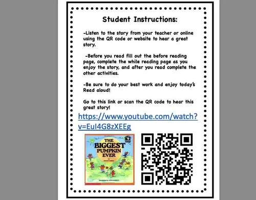 The Biggest Pumpkin Ever Halloween Worksheets by Books with Bri | TPT