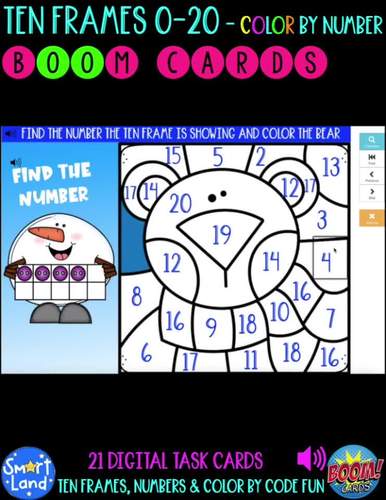 Ten Frames and Number Practice Color by code digital cards | TPT