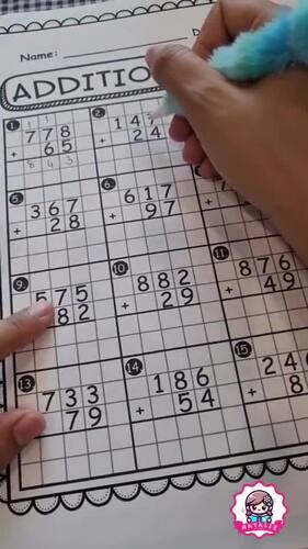 Graph Paper Worksheet Addition 3 Digit by 2 Digit | Answer Key | Math