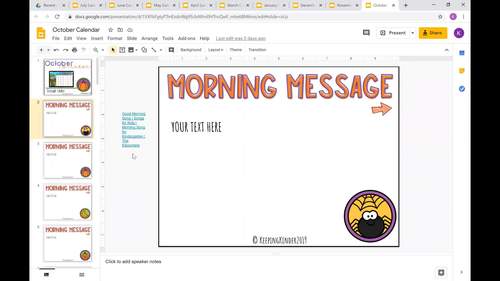 October Digital Calendar Time by KeepingKinder | TPT