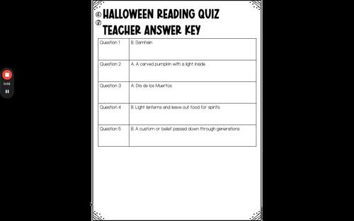 Halloween Reading Passage and Quiz for ESL/ELL/ELD Students and Newcomers