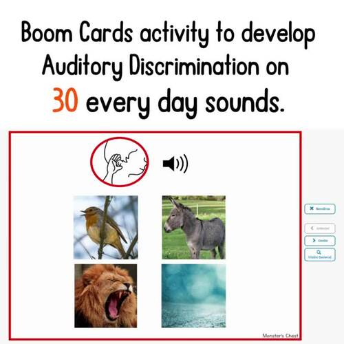 Listening Activities Boom Cards Listen Real Life Sounds Auditory ...