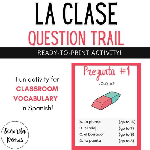 La Clase Question Trail Activity - Spanish Classroom & School Supplies