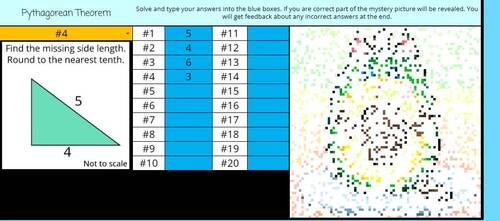 Converse of Pythagorean Theorem Pixel Art Activity | Find the legs