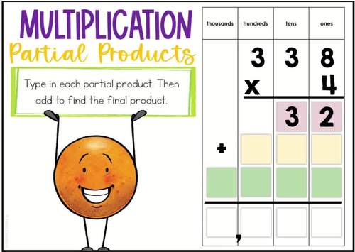 Partial Product 1 Digit Multiplication Boom Cards and Worksheet - 4th ...