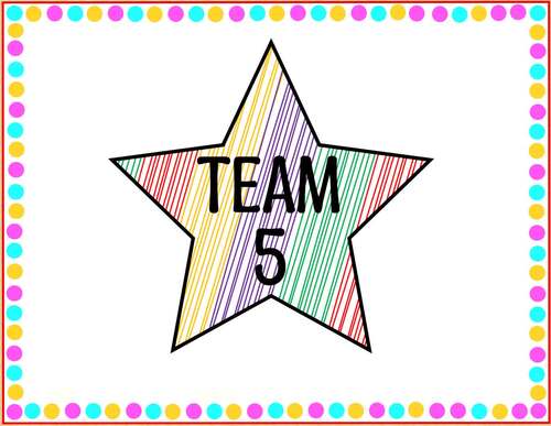 Printable Star Classroom Table, Team and Group Number Labels, Table Signs
