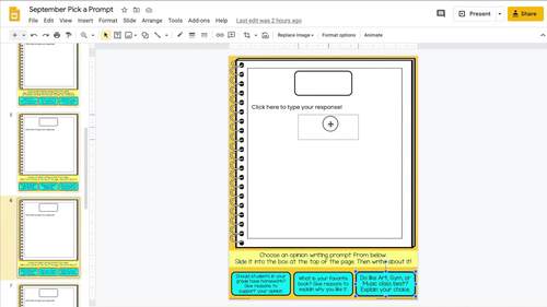 Digital Writing Prompts | September Writing Prompts by Second Grade Smiles