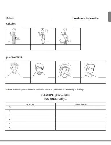 Saludos y Sentimientos - Spanish Greetings & Feelings Worksheet ...