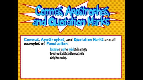 Commas, Apostrophes, and Quotation Marks PowerPoint Grades 2-5 | TPT