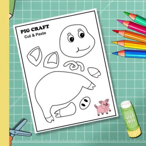 [PreK-1] Pig Paper Craft Activity | Cut & Paste Fine Motor Lesson (Farm ...