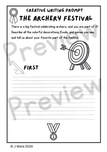 Archery Sports Creative Writing Prompts Worksheet Activity Pack | TPT