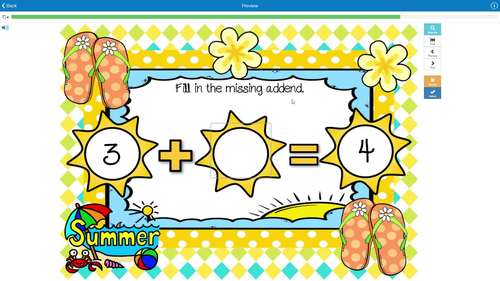 Summer Addition To 20 With Missing Addends Boom Cards by The British Kitty