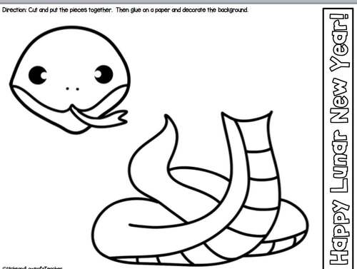 Simple Korean Lunar New Year Snake Cut & Glue Craft (Paper Bag Puppet ...