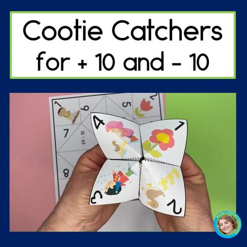 Ten More Ten Less Cootie Catchers Spring | Add 10 Subtract 10 | TPT