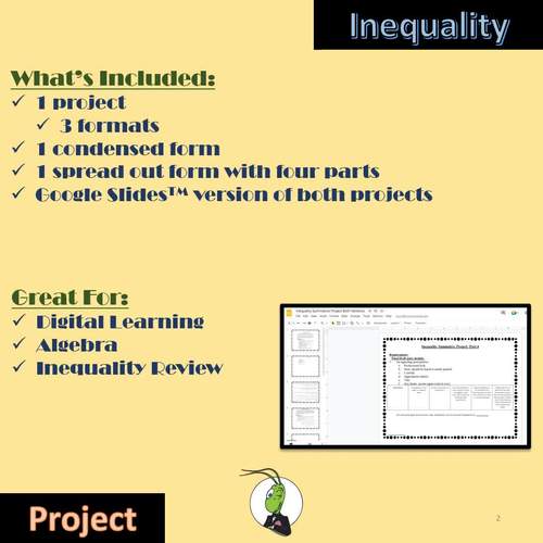 Writing and Solving Inequalities Summative Word Problem Project Algebra ...