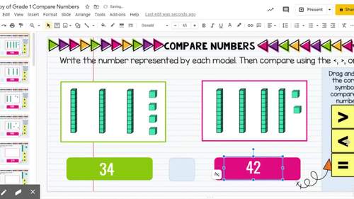 Comparing 2 Digit Numbers Google Classroom™ and Seesaw™ by Loving Math