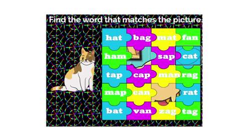 CVC Picture Reveal Jigsaw Puzzle Boom Cards Bundle by Teacher's Pride