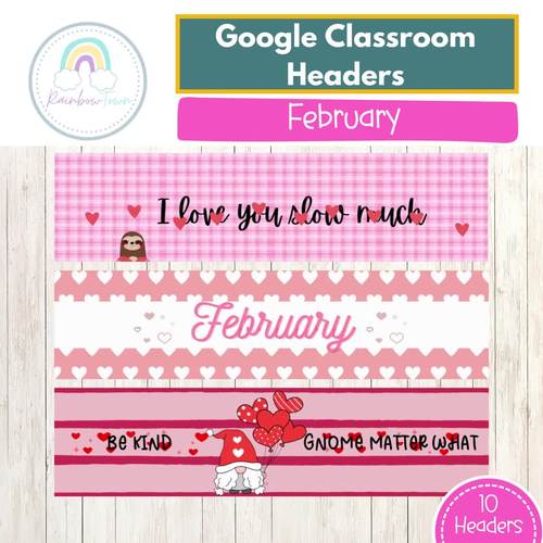 Animated Valentine's Day February Google Classroom Headers/Banners