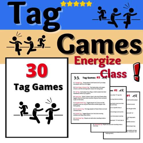 Tag Games Activities for Physical Education PE Gym Resource by DadsDesigns