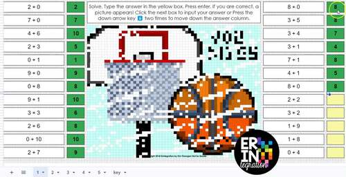 Basketball Madness Pixel Art Math Multiplication and Division on Google ...
