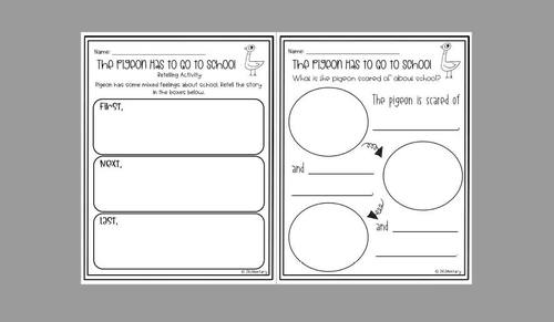 The Pigeon Has to Go to School Book Companion Activities | No Prep Read ...