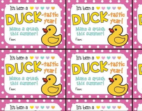 Rubber Duck Fidget Toy End of Year Gift Tag- It's been a DUCK-tastic ...
