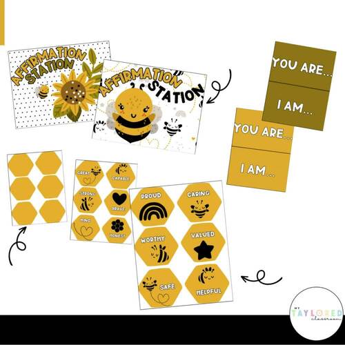 Honeybee Affirmation Station | Honeybee Classroom Decor | TPT
