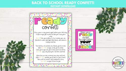 Ready Confetti Night Before School Poem by Miss Dwyer's Digitals