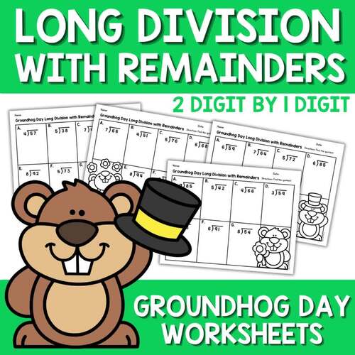 Groundhog Day Long Division with Remainders 2 Digit divided by 1 Digit ...