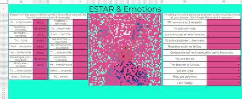 ESTAR and Emotions Digital Mystery Picture Spanish Pixel Art Digital ...