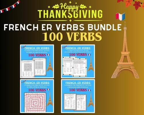 French ER Verbs - Verbes ER Present Tense Thanksgiving Bundle | TPT