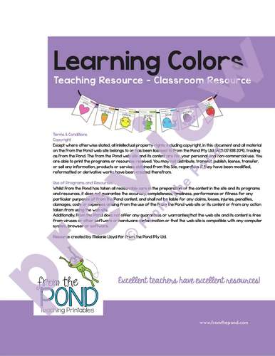 Learning Colors Activity Pennant Banners by From the Pond | TpT