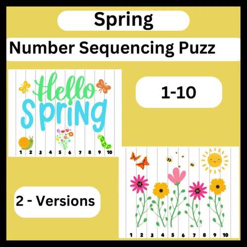 Spring,Flower, 1-10, Number Sequence Puzzle, early math activity, Math Fun