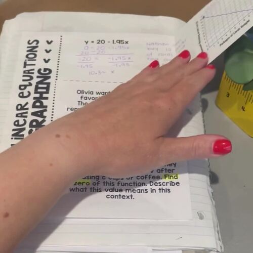 Algebra 1 - Solving Linear Equations by Graphing, Finding the Zeros Foldable