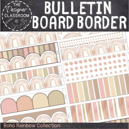 Bulletin Board Borders | Boho Rainbow Classroom Decor by The Designer ...