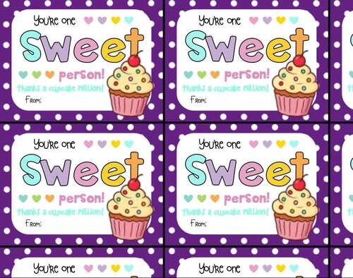 Cupcake Thank-You Gift Tag- You're one sweet person! Thanks a cupcake ...