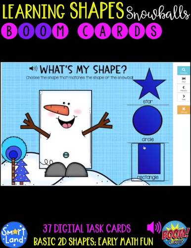 Learning Shapes Winter digital cards by Smart Land Printables | TPT