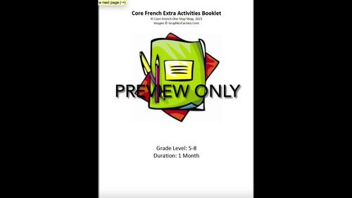 Core French Grade 5-8 Extra Activities/Bell Work September Booklet