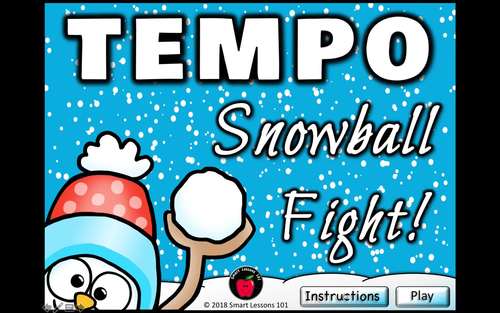 Tempo SNOWBALL FIGHT Winter Music Game: Tempo Music Game Music Activity ...