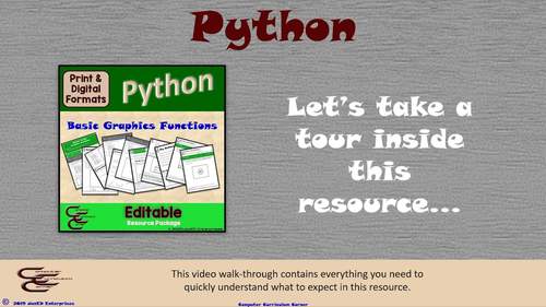 Basic Graphics using Python Turtle Editable Resource Package by ...