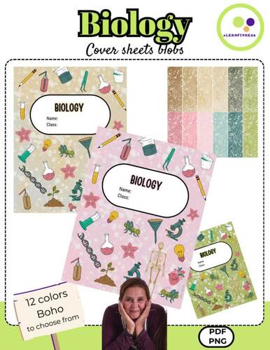 12 Biology Cover Sheets | Boho Binder Decor for Science Class | Digital ...