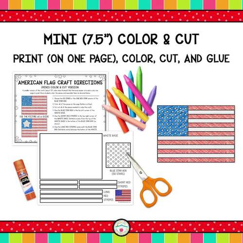 American Flag Craft | Patriotic USA Flag Cut and Paste | American ...