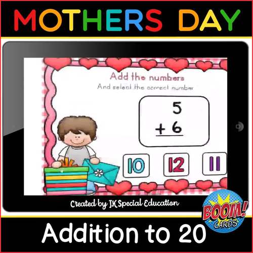 Kindergarten Mother's Day Boom Cards for Addition within 20 Fluency