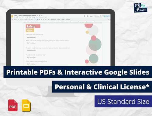BUNDLE: Printable Safety Crisis Plan PDF Worksheet and Google Slides