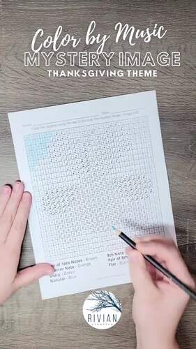 Color by Music Symbol Mystery Images Thanksgiving Music Coloring Activity