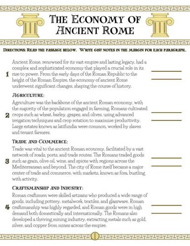 Ancient Rome & Greece ECONOMY Paired Passage Compare Write ELA History 8-12