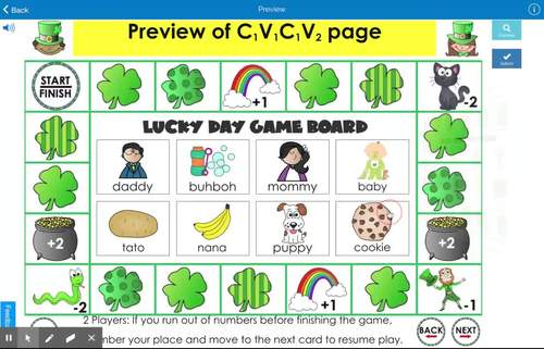 Boom Cards™ Lucky Day Game Board: Articulation for CV Patterns | TpT
