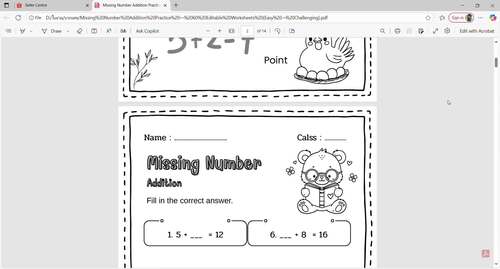 Missing Number Addition Practice — 60 Editable Worksheets (Easy → ...